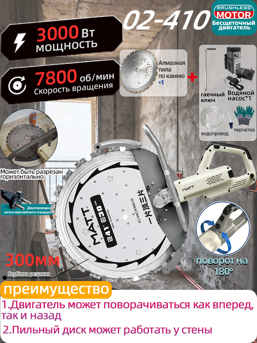 Мощная машина для нарезания канавок, не требующая регулировки бесщеточная дисковая бензопила для резки бетона, предназначенная для резки и обработки бетонных стен.