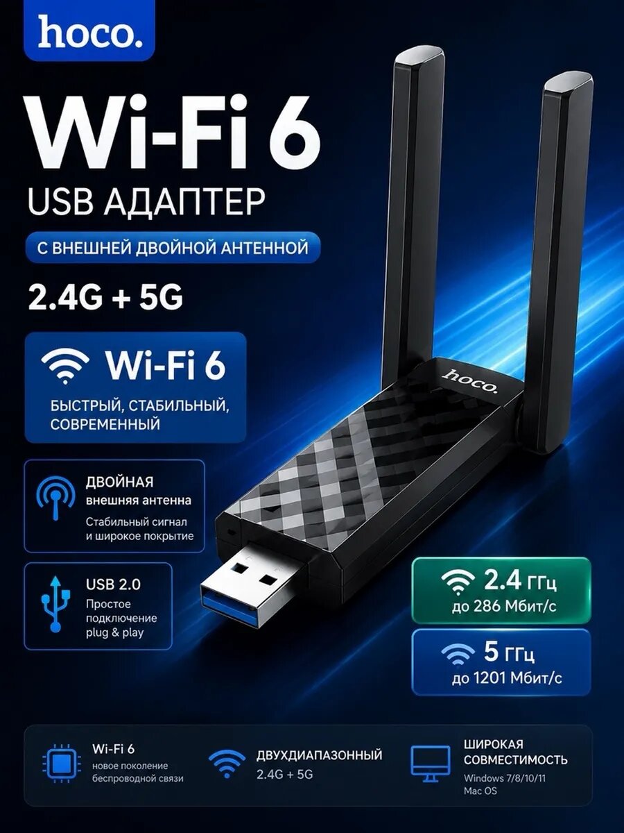 USB адаптер Wi-Fi6 для компьютера