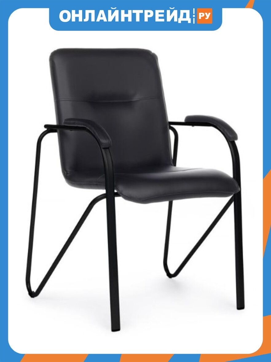 Стул Riva Chair Самба с мягкими подлокотниками SMB-01 Черный/Металл Черный