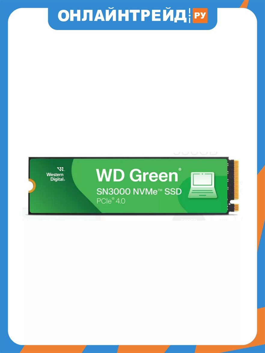 SSD диск Western Digital Green SN3000, 500GB, M.2 2280, PCIe 4.0 x4 (WDS500G4G0E)