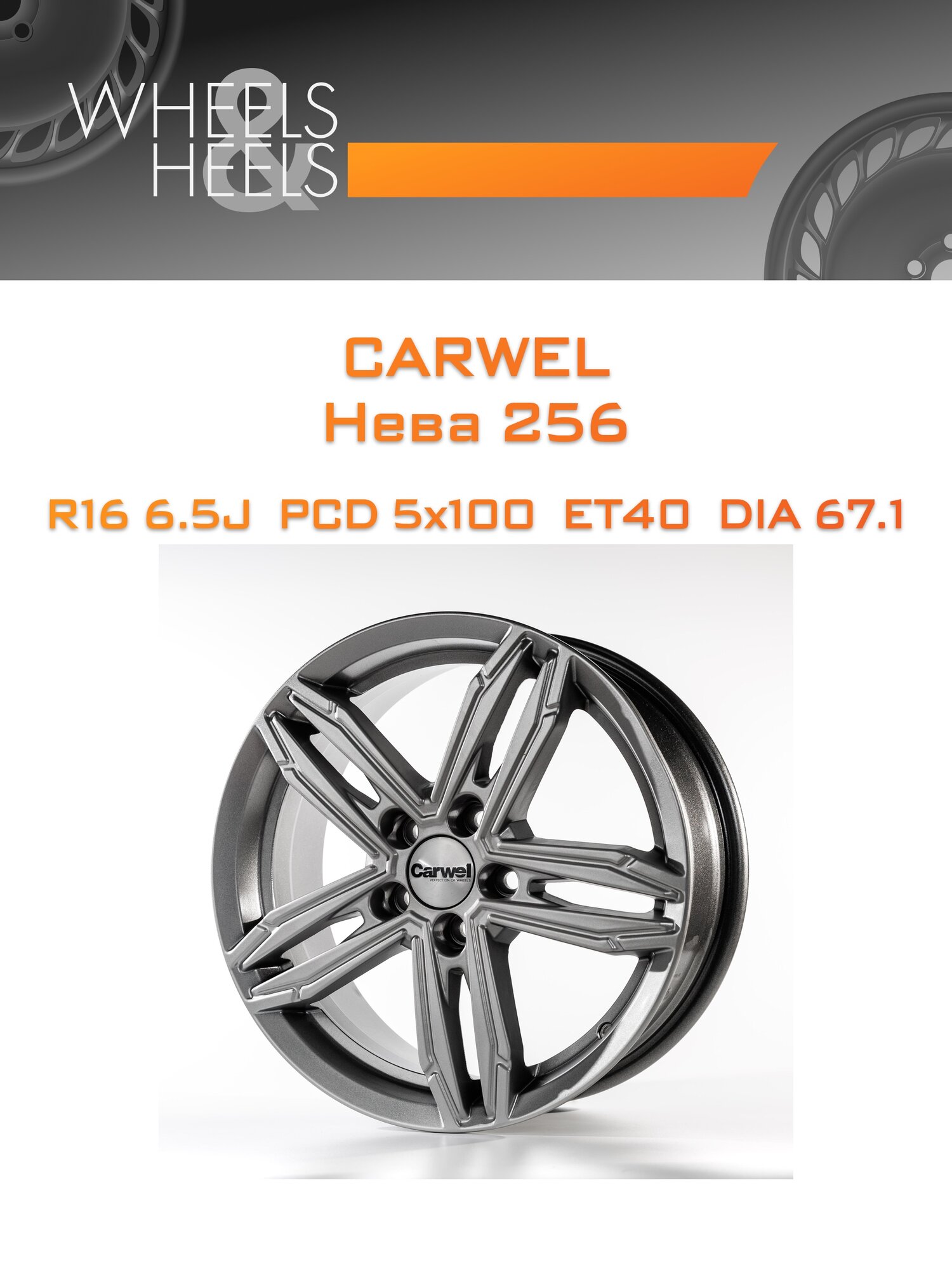 Диск автомобильный литой Carwel Нева 256 16x6.5 5x100 et40 dia67.1 Серебристый металлик
