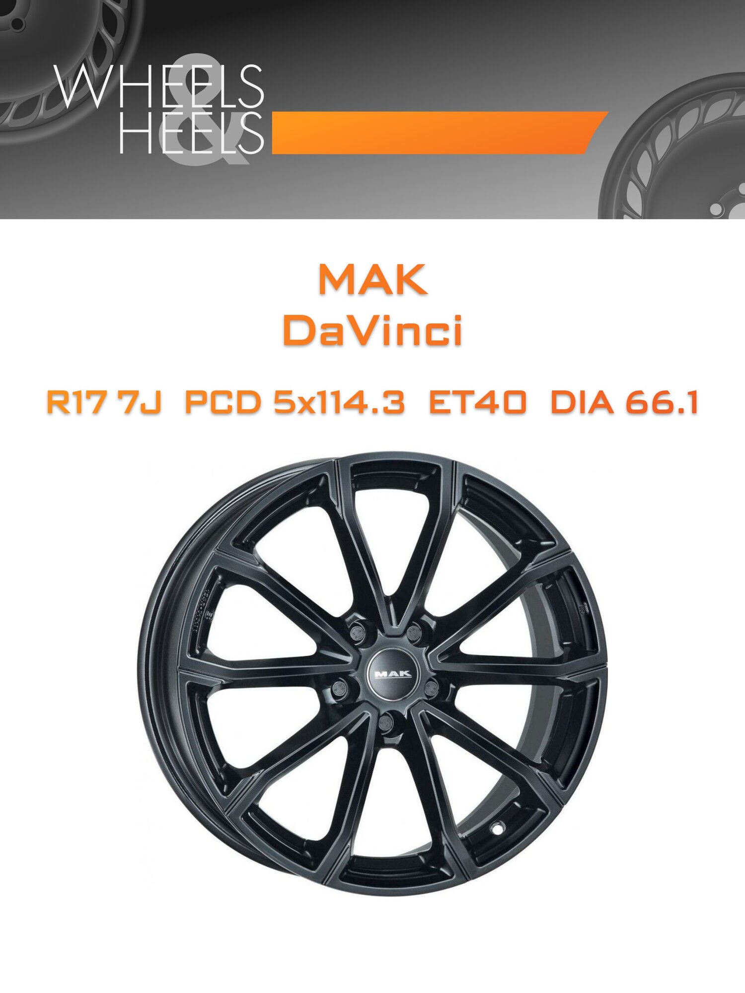 Диск автомобильный литой MAK DaVinci 17x7 5x114.3 et40 dia66.1 Gloss Black