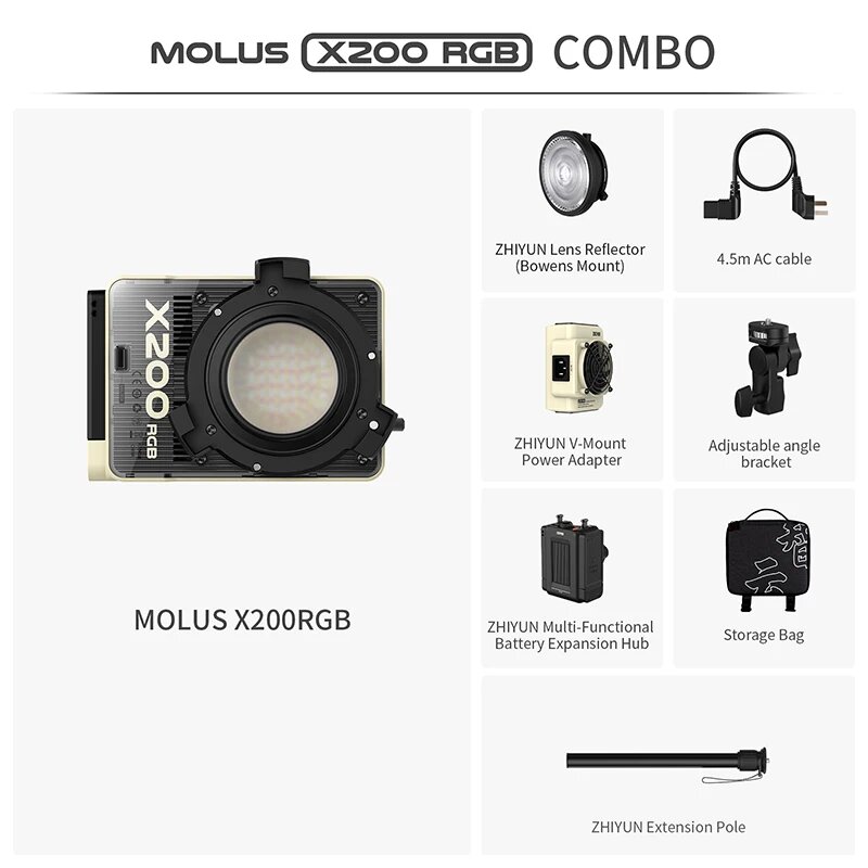 ZHIYUN MOLUS X200 RGB Combo светодиодный светильник
