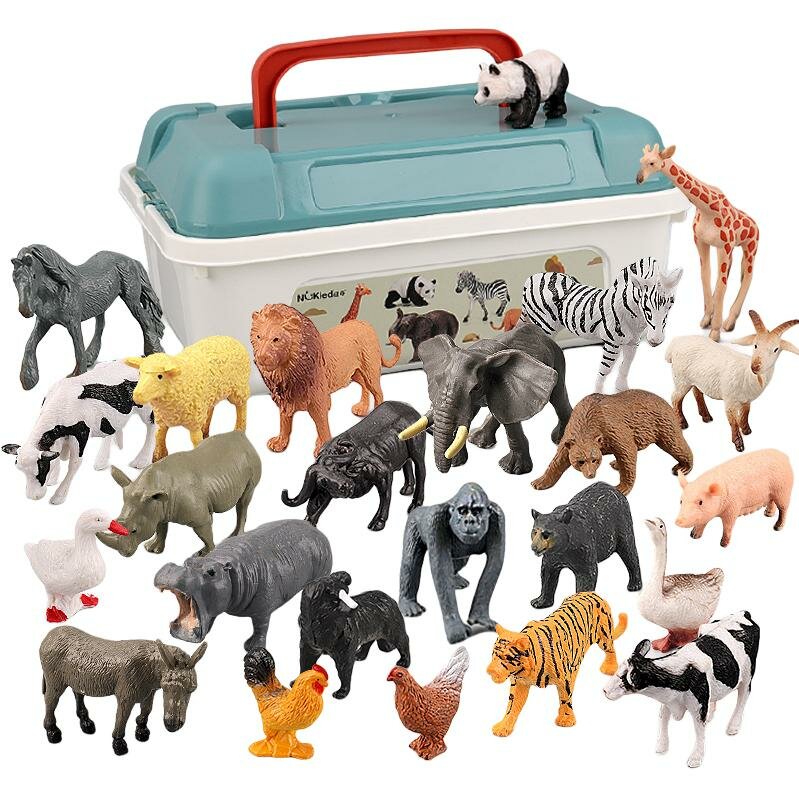 Набор фигурок животных унисекс AOMENGXING дикий мир, Early Education 48pcs, Mini Animal 24 Pack (Includes Storage Box)