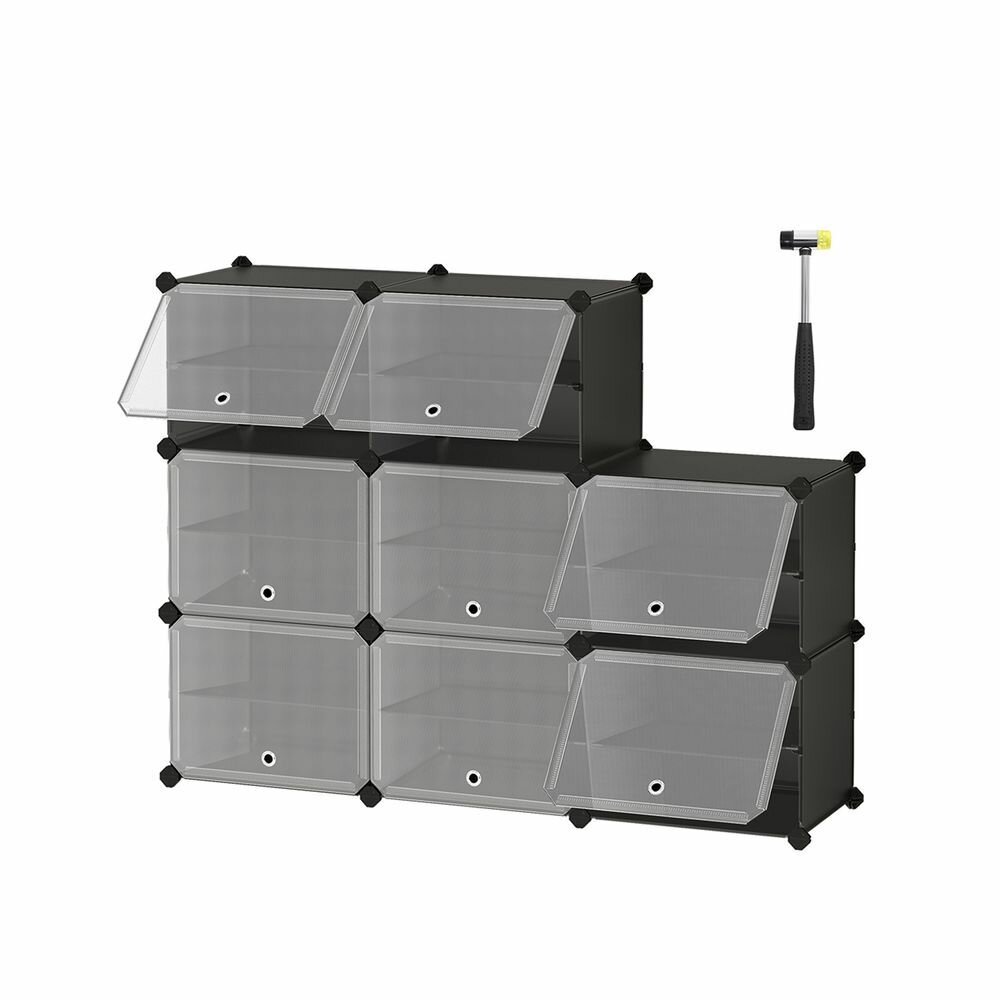 Обувная полка SONGMICS- 8 полок, 32 x 124 x 94 см, цвет черный, LPC034B01