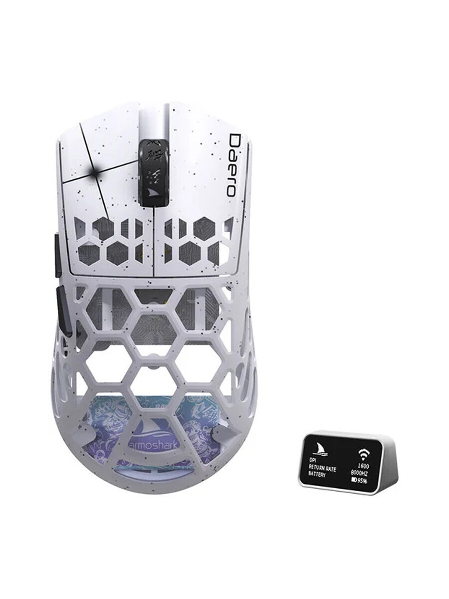 Darmoshark M2 Pro Daero, белый, игровая беспроводная мышь