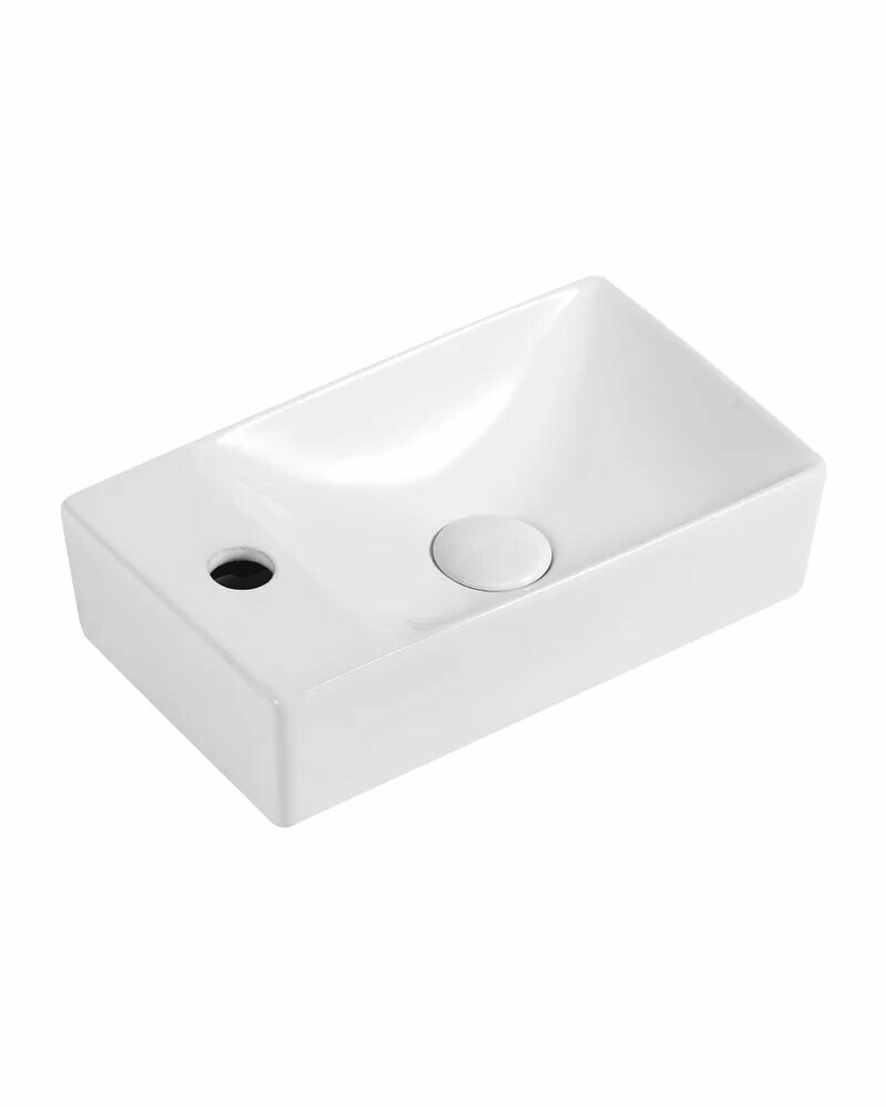 Раковина маленькая в туалет Orange B05-375RW 38 правая мини, подвесная, белая, глянцевая, раковина для ванной фарфоровая, прямоугольная