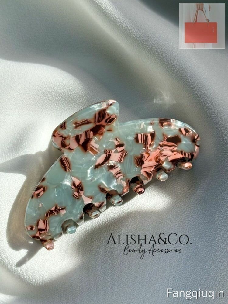 Заколка для волос ALISHA&CO. 1 шт. с эффектом мрамора, розово-зеленый цвет, для создания стильных причесок