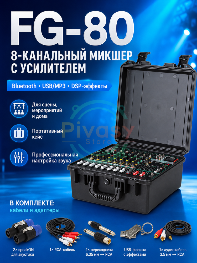 Микшер с питанием от сети, 1800 Вт, 8 каналов, Bluetooth USB, 24 DSP эффекта, для сценического уличного телевидения KTV