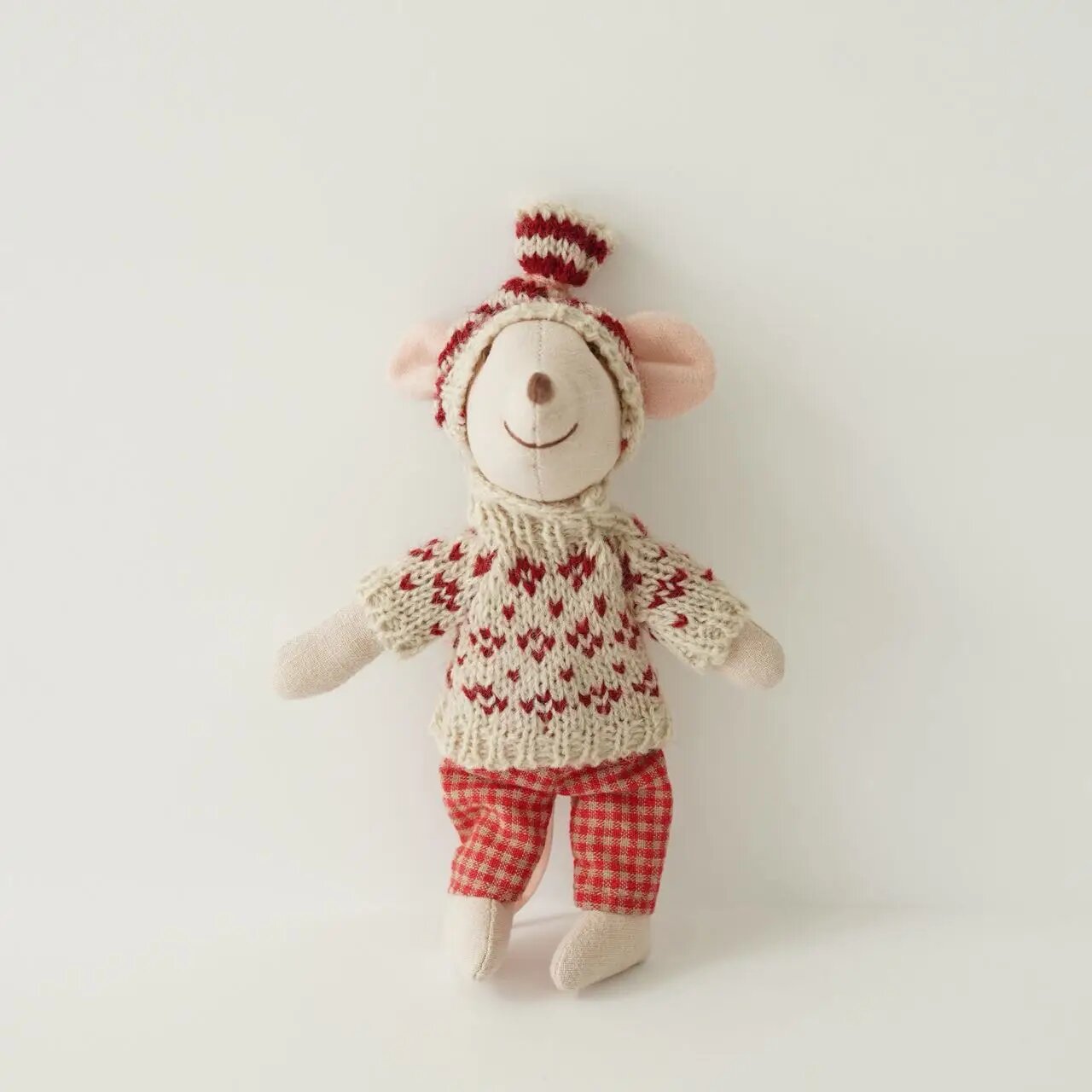 Плюшевая мышка в свитере Red, Pink