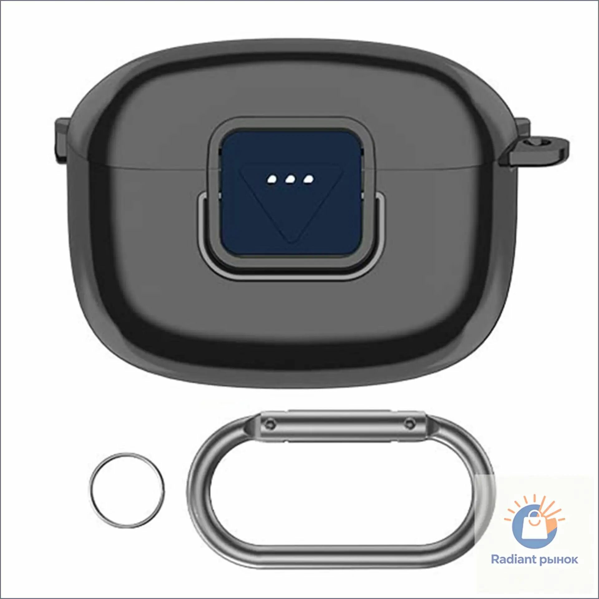 Чехол из ТПУ для JBL Tune Buds 2, чёрный, с креплением