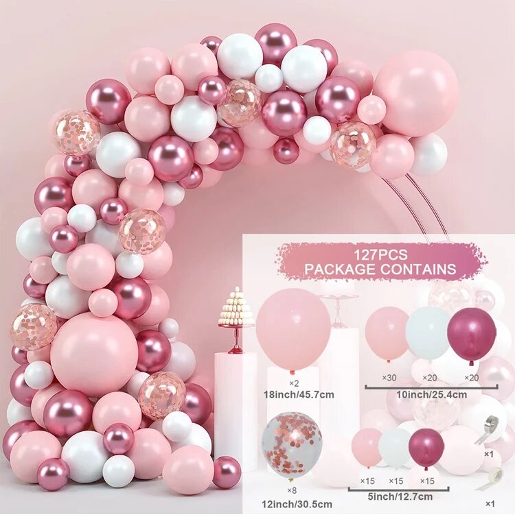 Арка из шаров Розовый, 127шт, Balloon style 4