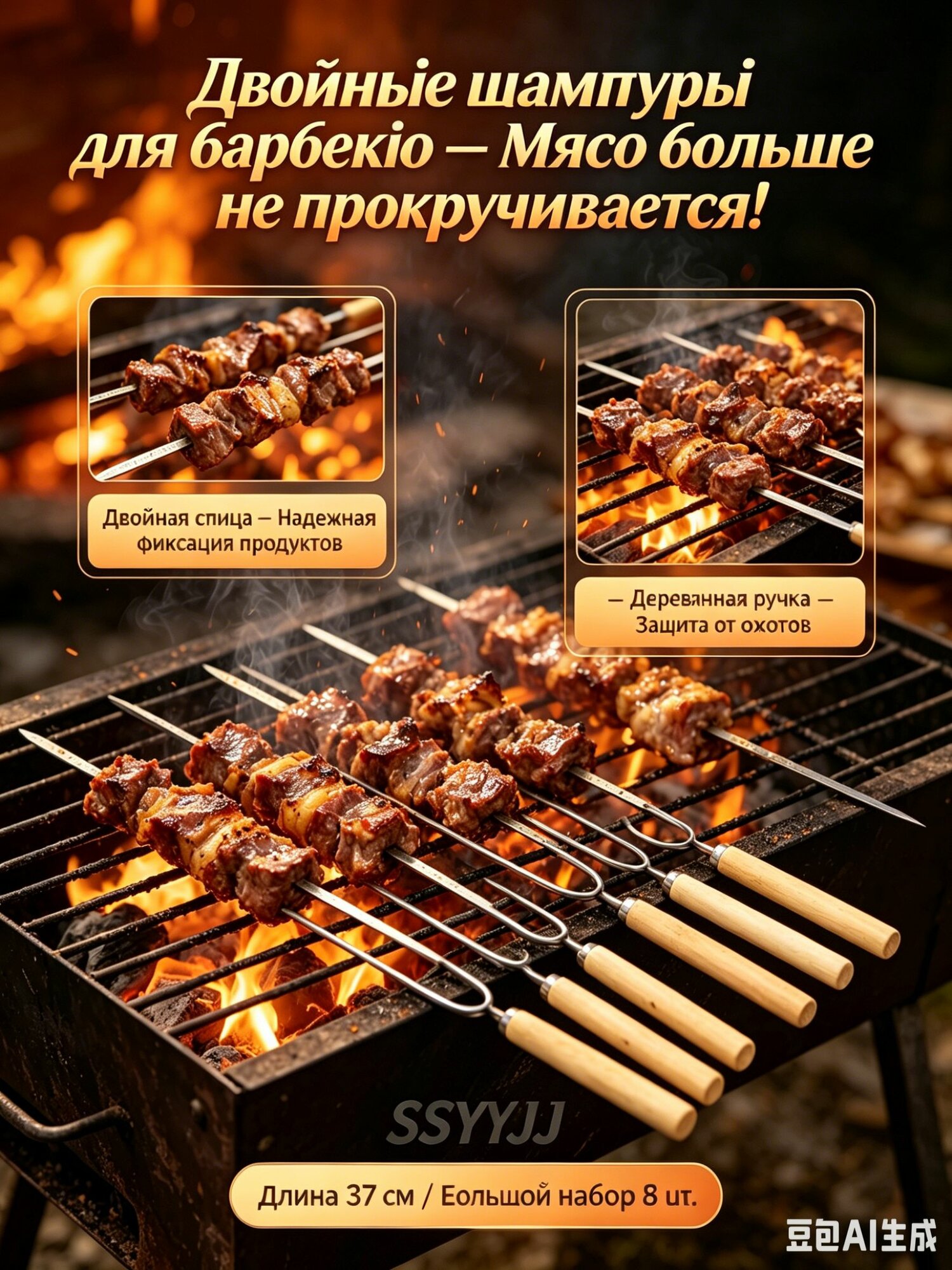 Шампур 37 см, 8 шт