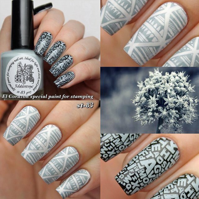 EL Corazon серия Kaleidoscope Лак-краска для стемпинга №st-83 Gray 15 мл