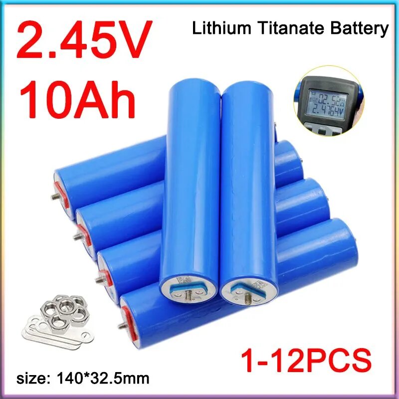 12 PCS аккумулятор 2.3V 2.45V 10Ah LTO 32145 10C DIY 12V 6s 10Ah низкотемпературный титановый литиевый аккумулятор