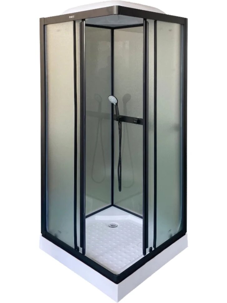 Душевая кабина Parly Frost FQ811B 80x80, с низким поддоном, профиль черный, стекло матовое