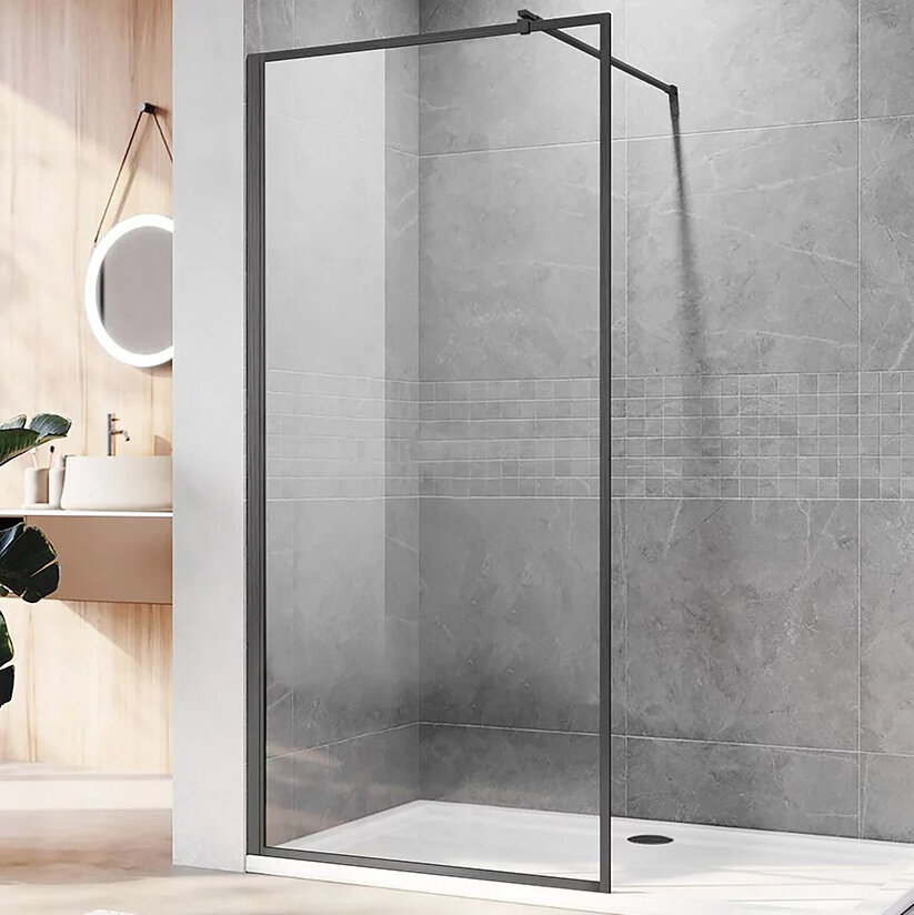 Душевая перегородка Veconi Korato KR81GR-80-01-C8 80 см, профиль брашированный графит