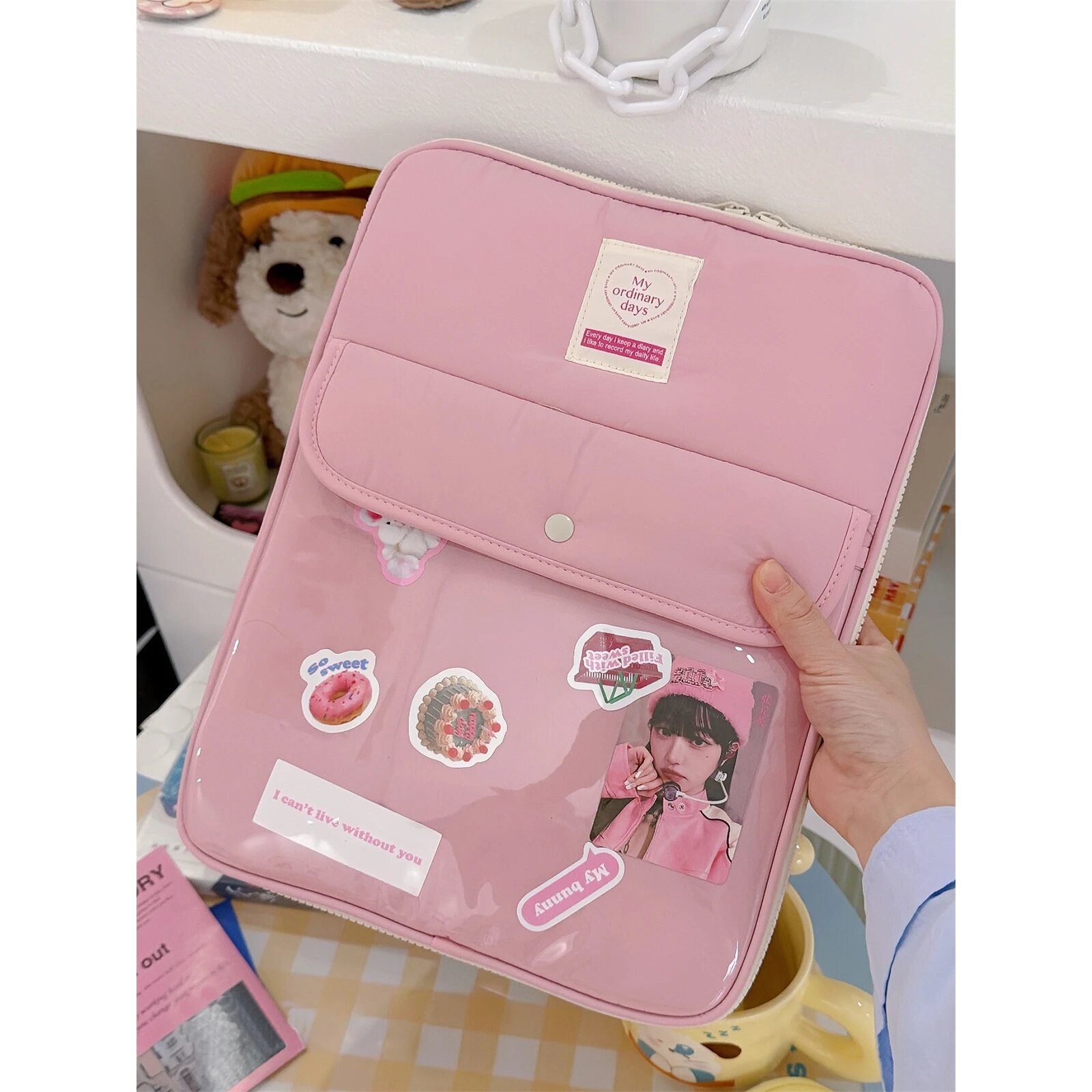 Корейская милая сумка для ноутбука 13,3 14, 14,5 дюймов для Macbook Air Pro Dell 13-14.5 inch, pink
