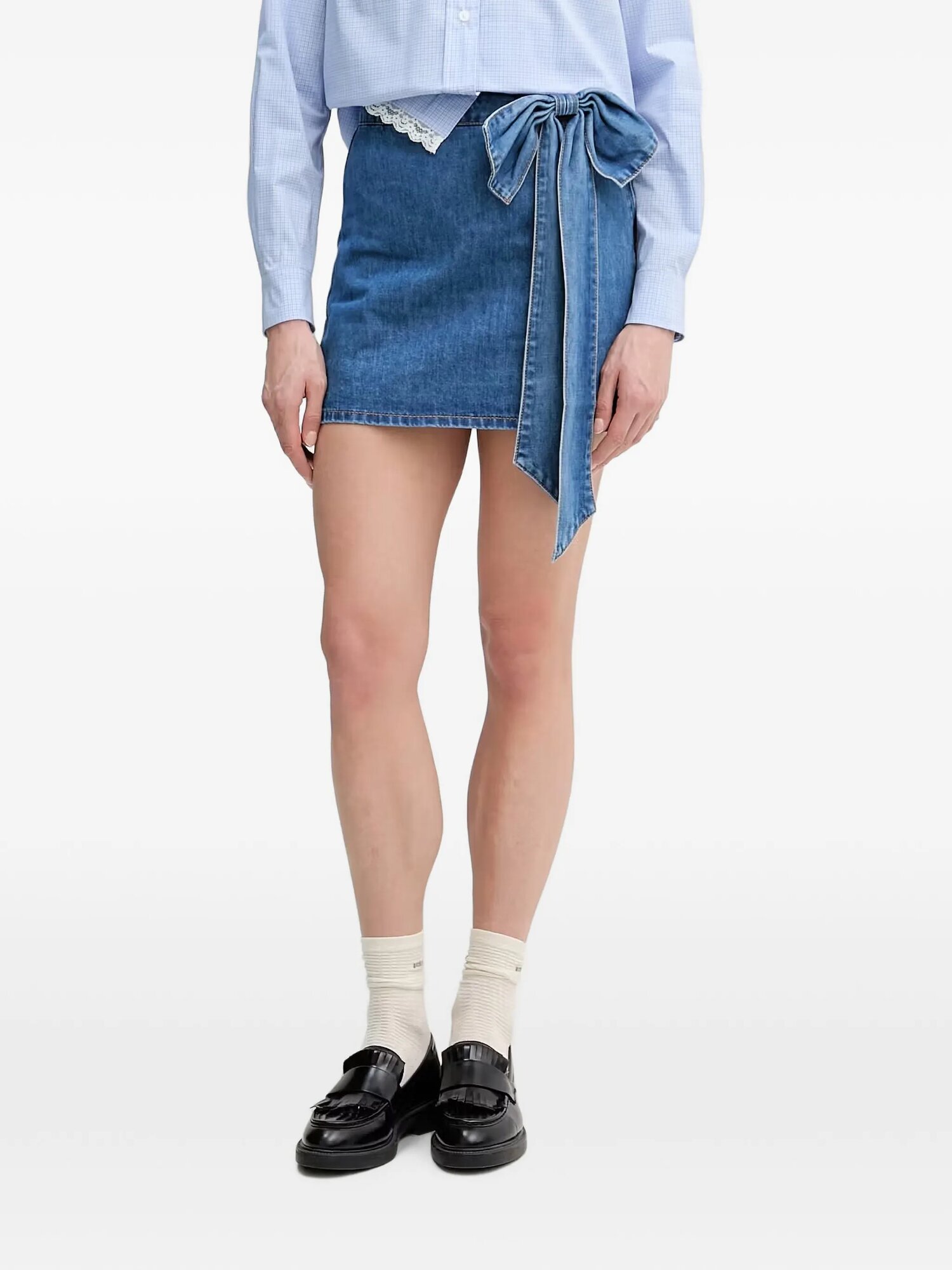 Юбка Bow-detail denim mini skirt