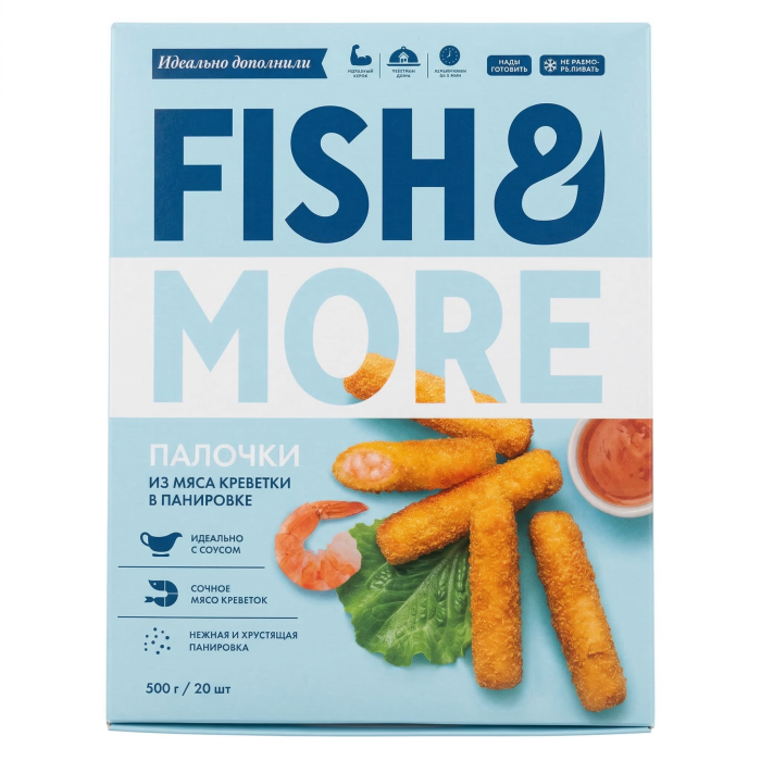 Креветка Ваннамей в панировке палочки FISH & MORE, 0,5 кг