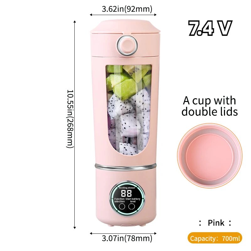CREAROMA Портативный блендер 700 мл Розовый, Pink 7.4V with Lid