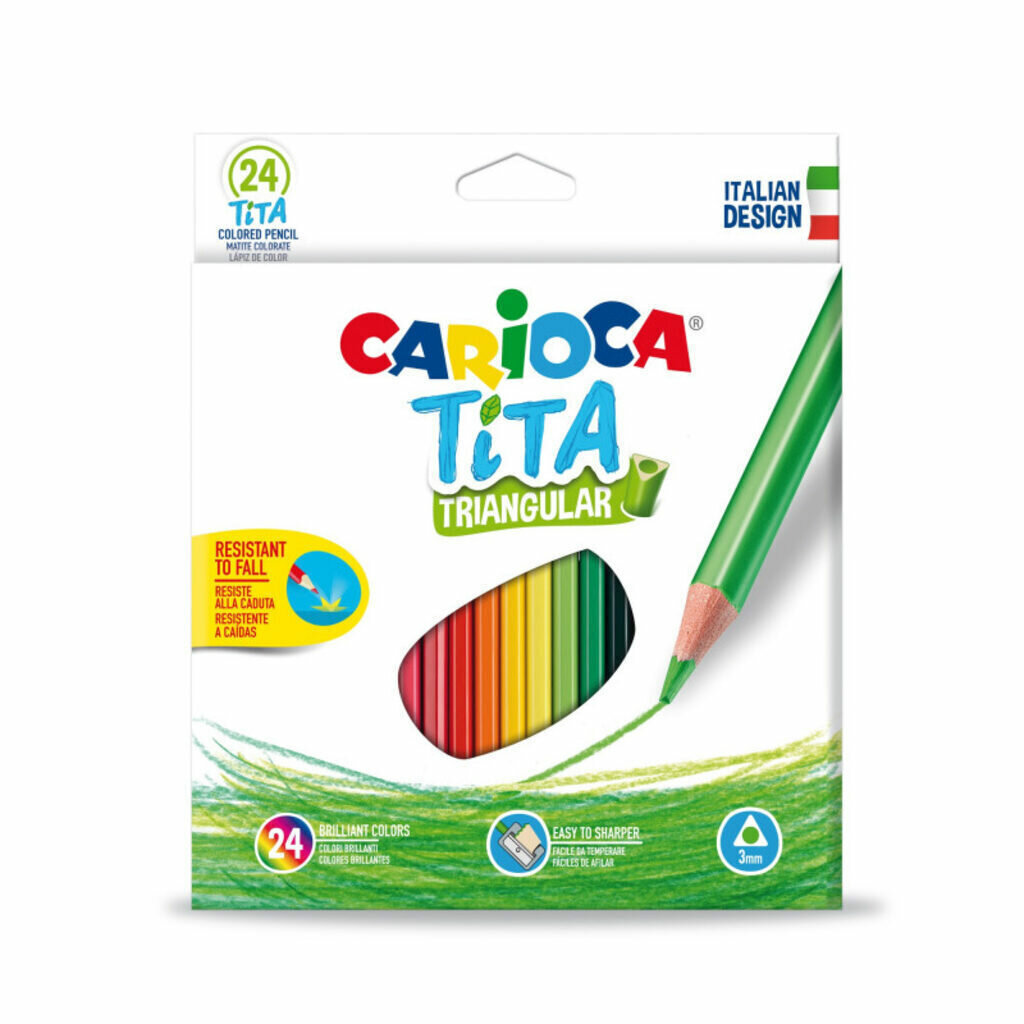Цветные карандаши Carioca "Tita", 24 оттенка, пластиковые трехгранные