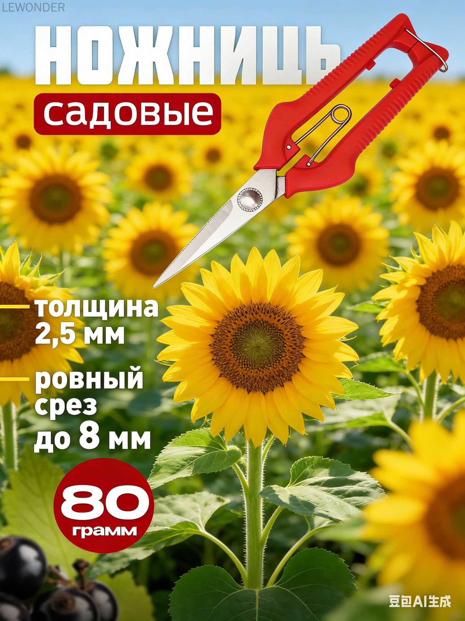 Ножницы садовые из нержавеющей стали для обрезки деревьев, кустарников, травы и живой изгороди