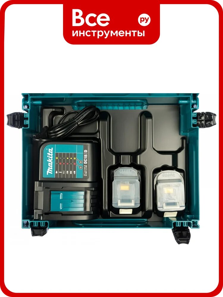 Аккумулятор BL1815N 2 шт. Li‑Ion 18 В 1.5 А·ч с зарядным устройством DC18SD Makita 197143‑8, LXT, индикатор заряда