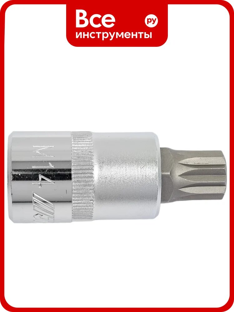 Бита-головка SPLINE М14, 55 мм, 1/2" JTC JTC-45714, квадратный с подпружиненным шариком, изготовлена