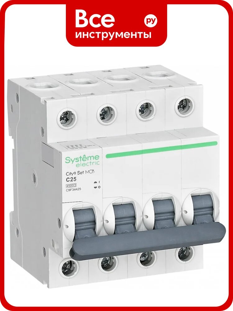 Автоматический выключатель Systeme Electric City9 set ав с 25а 4p 4.5ka 400в (ранее EZ9F34425) C9F34425, пластиковая