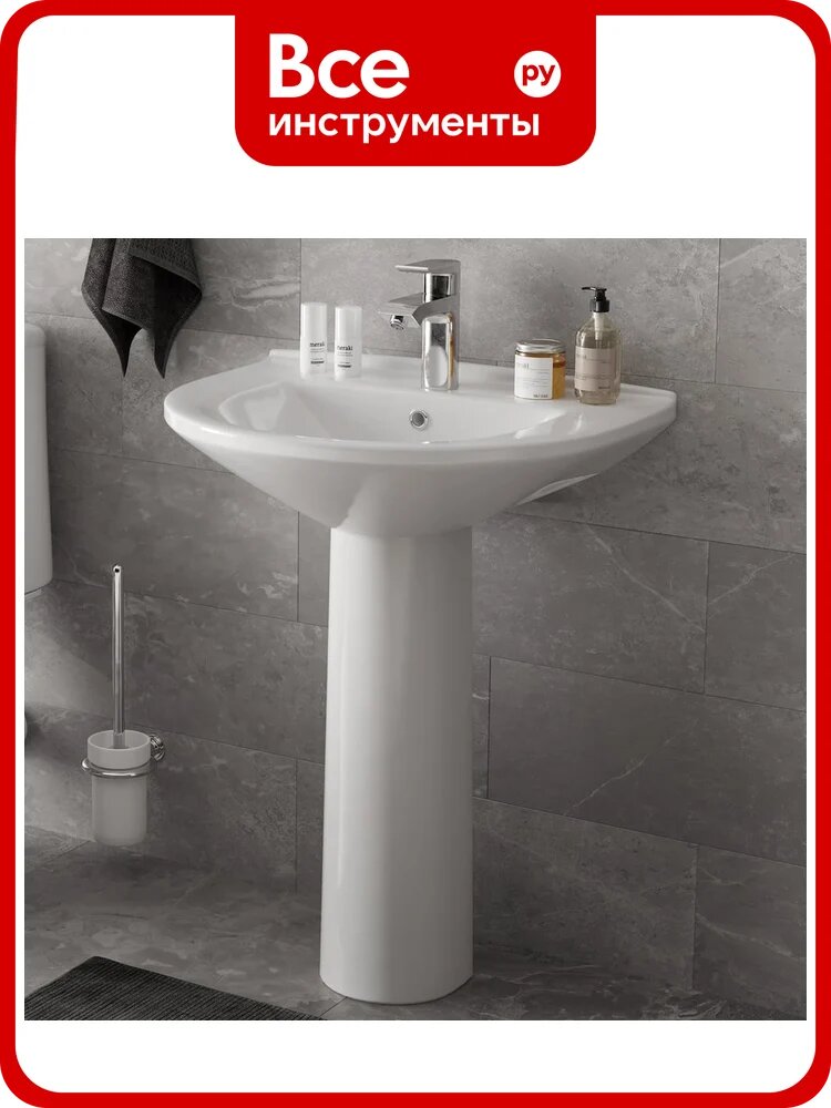 Умывальник Gesso W 101 HOME De Luxe c болтами крепления, сливным хромированным кольцом 9010256