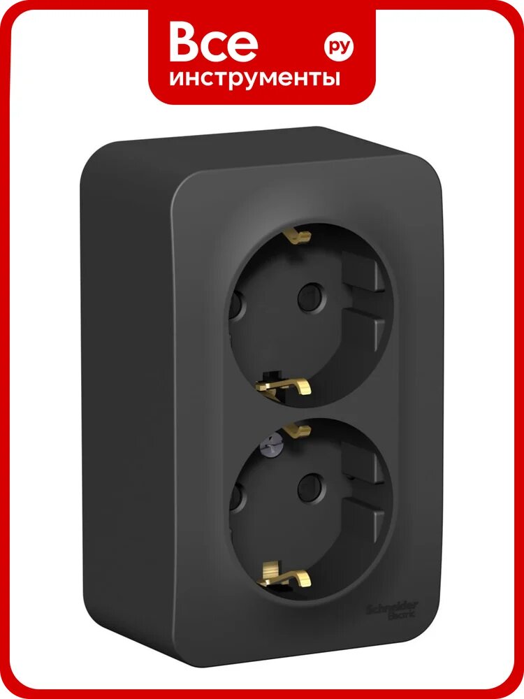 Розетка Systeme Electric Blanca о/у, двойная, с заземлением, со шторками, изол. пл, 16а, 250в, антрацит
