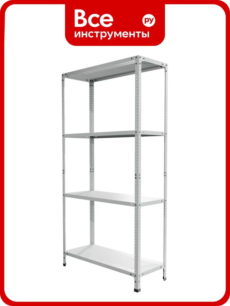 Стеллаж STELLER 7308920394, 195х100х40 см, 4 полки, серый, металлический