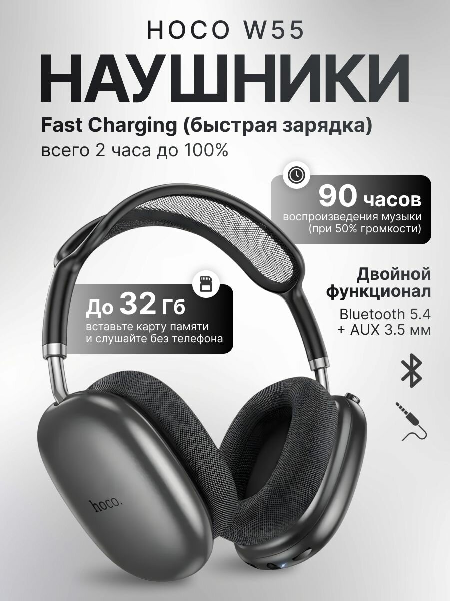 Наушники беспроводные HOCO W55, серый