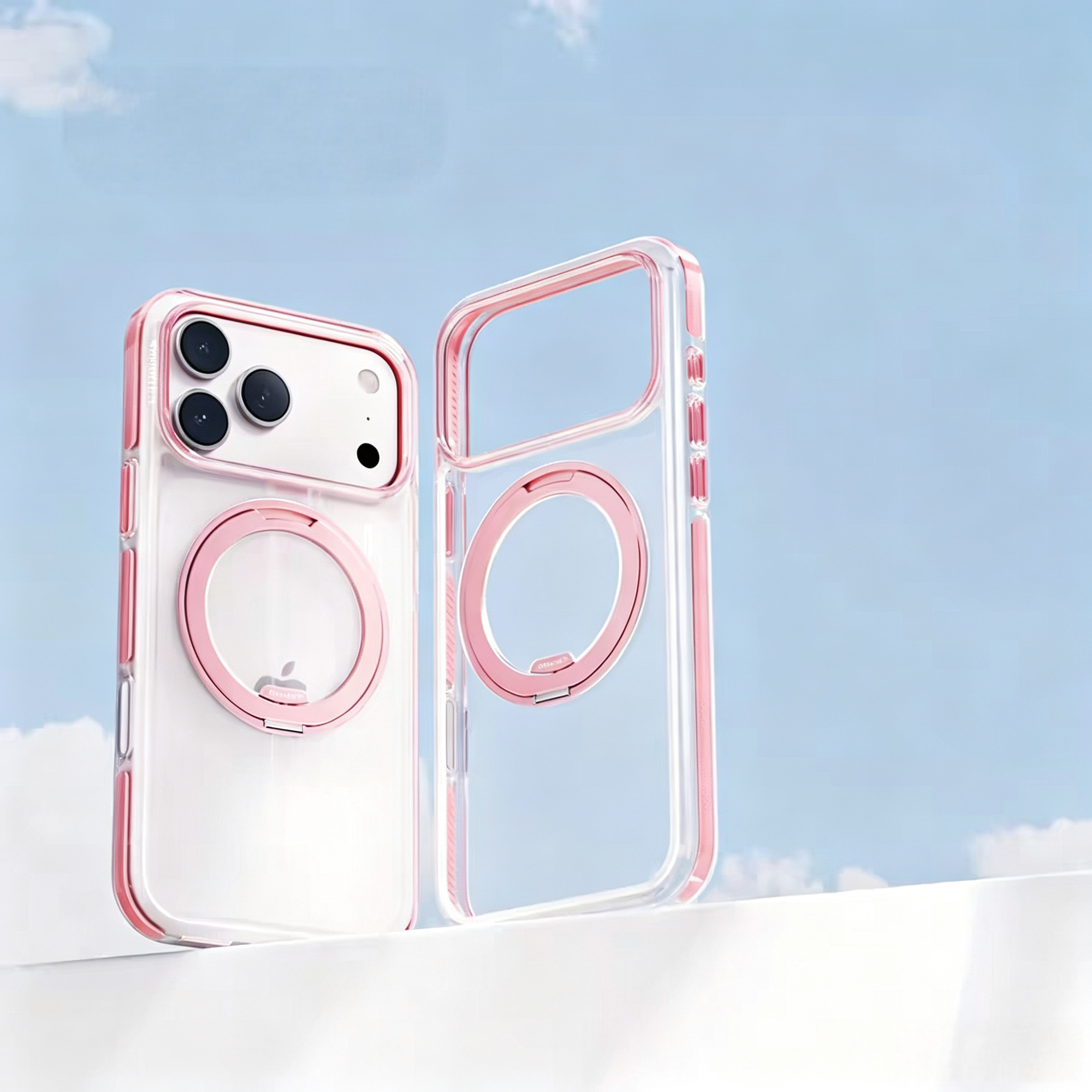 Защитный чехол TORRAS с магнитной подставкой 360 для iPhone 17 Pro Max, розовый прозрачно-оранжевый