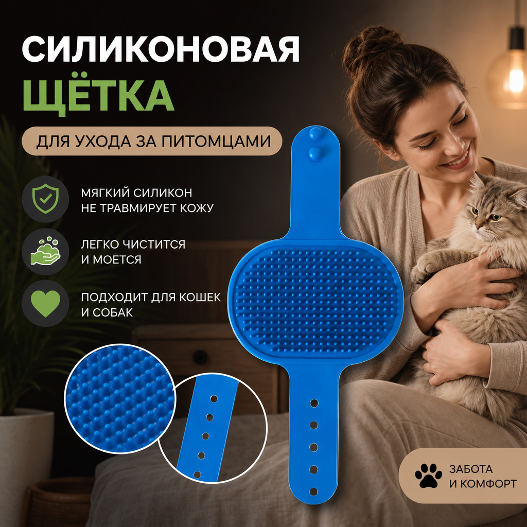 Профессиональная щетка для груминга кошек и собак, комфортный, профессиональный уход, массажный эффект