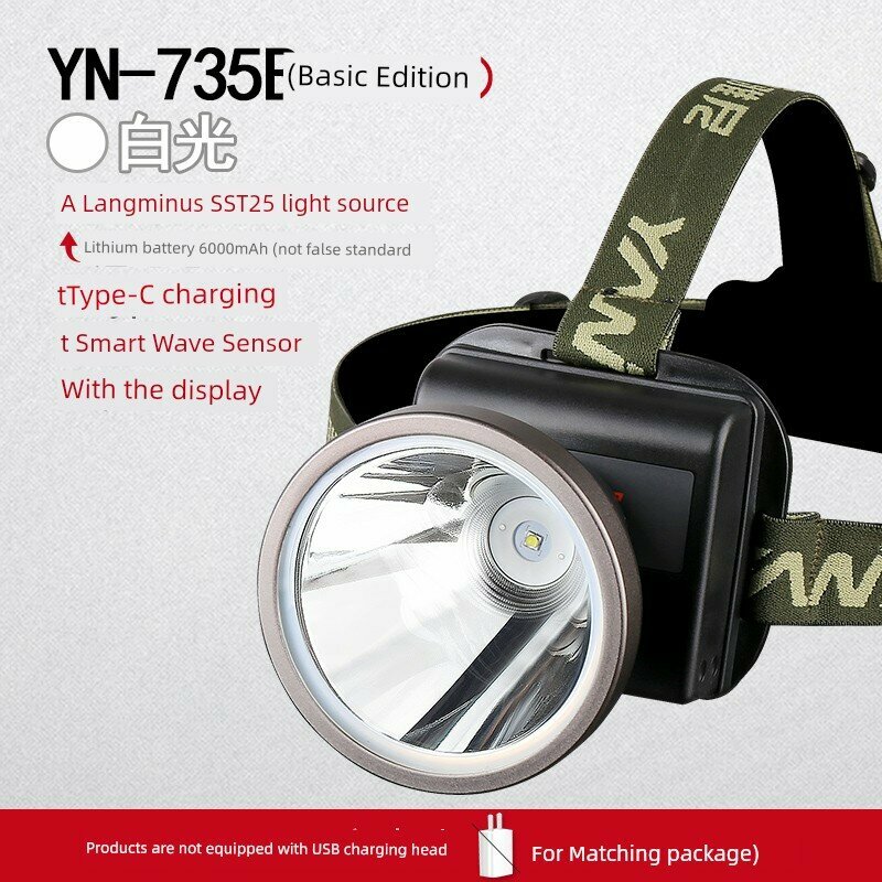 Yanni 735R фара сильный свет перезаряжаемый ультра-яркий налобный фонарик наружное освещение шахтерская лампа литиевая