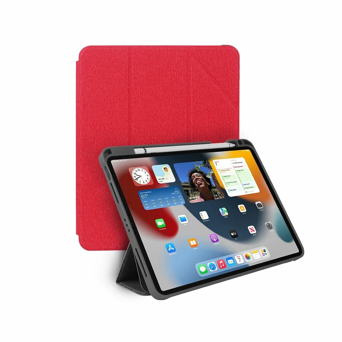 Чехол G-Case iPad mini 6 / 7 с держателем для Apple Pencil тройное сложение красный Denim Roadster Plus