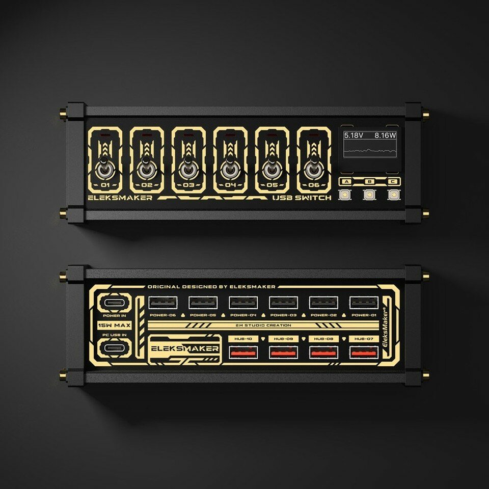 EleksMaker NK Switch USB Hub Eleks Geek Настольный контроллер Toggle Электрический ретро-свет Голосовое управление OLED-экран Бытовая техника, Eleks NK1 Switch, 5 В