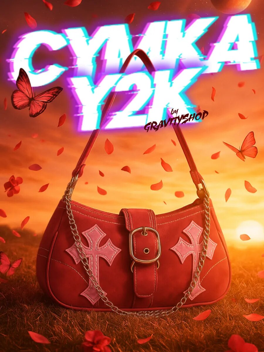 Сумка-багет через плечо y2k с заклепками