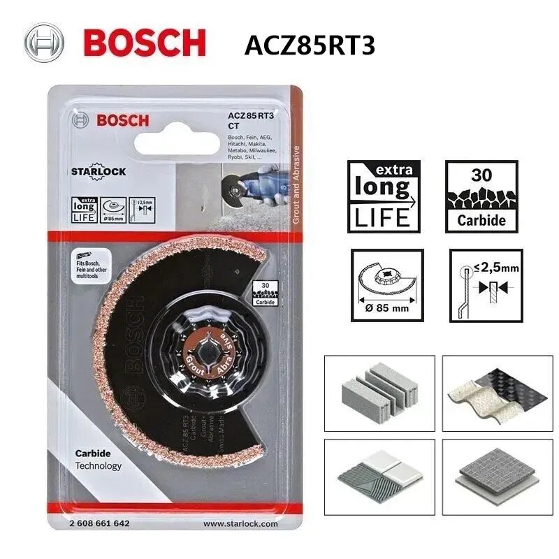 Твердосплавная затирка и абразивное лезвие Bosch StarLock ACZ 85 RT3 для реставратора