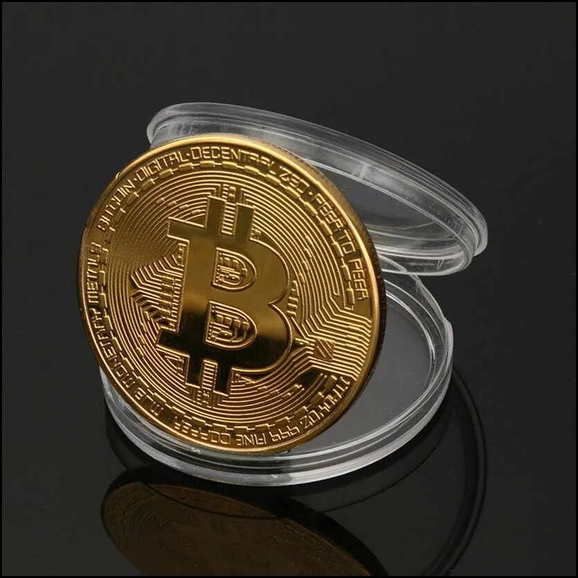 Сувенирная монета Биткоин (Bitcoin), золотой. 3мм.