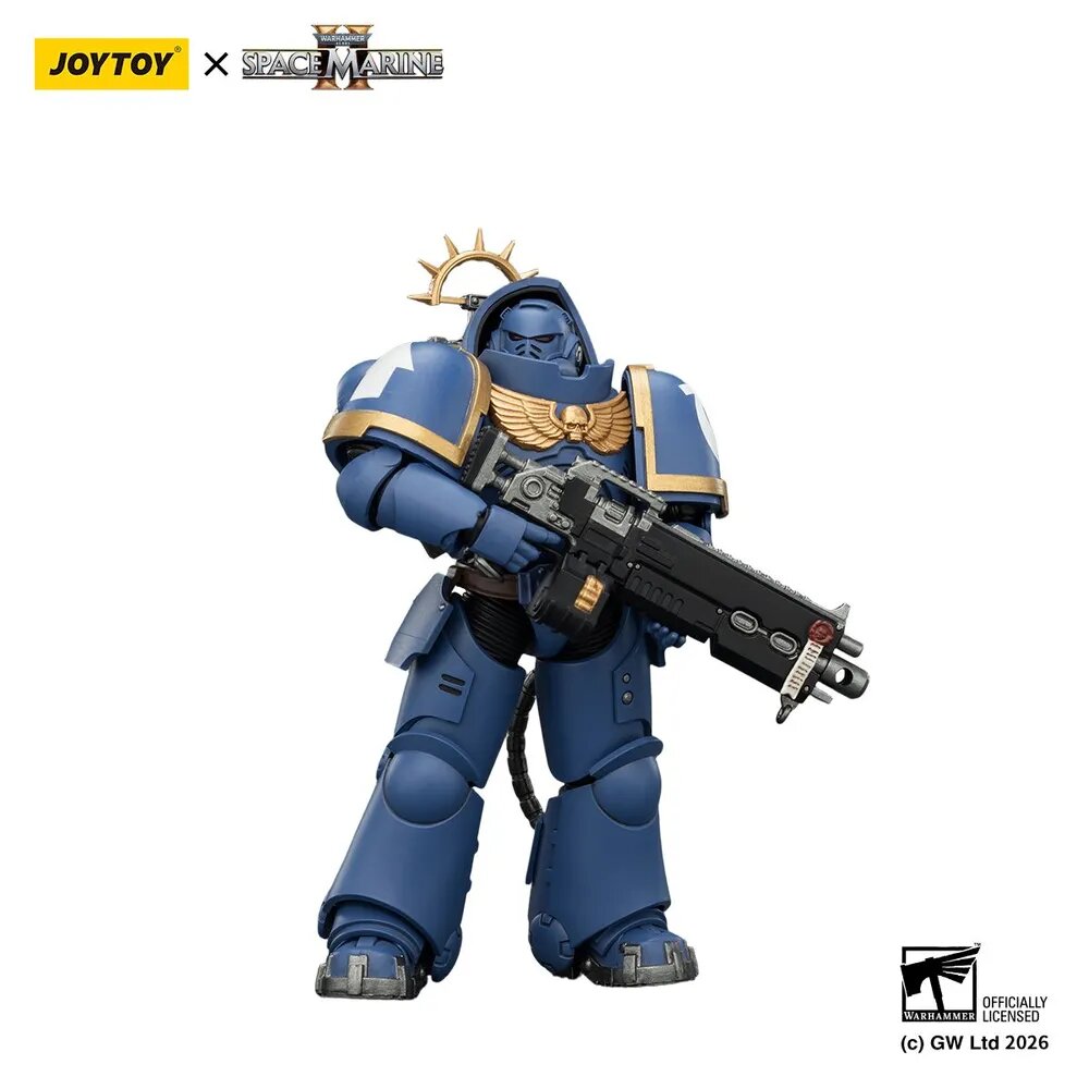 Подвижная фигурка JOYTOY Warhammer 40K 1/18 Action Figures Game Edition Ultramarines Heavy Intercessor with Heavy Bolt Rifle and Bolt Pistol