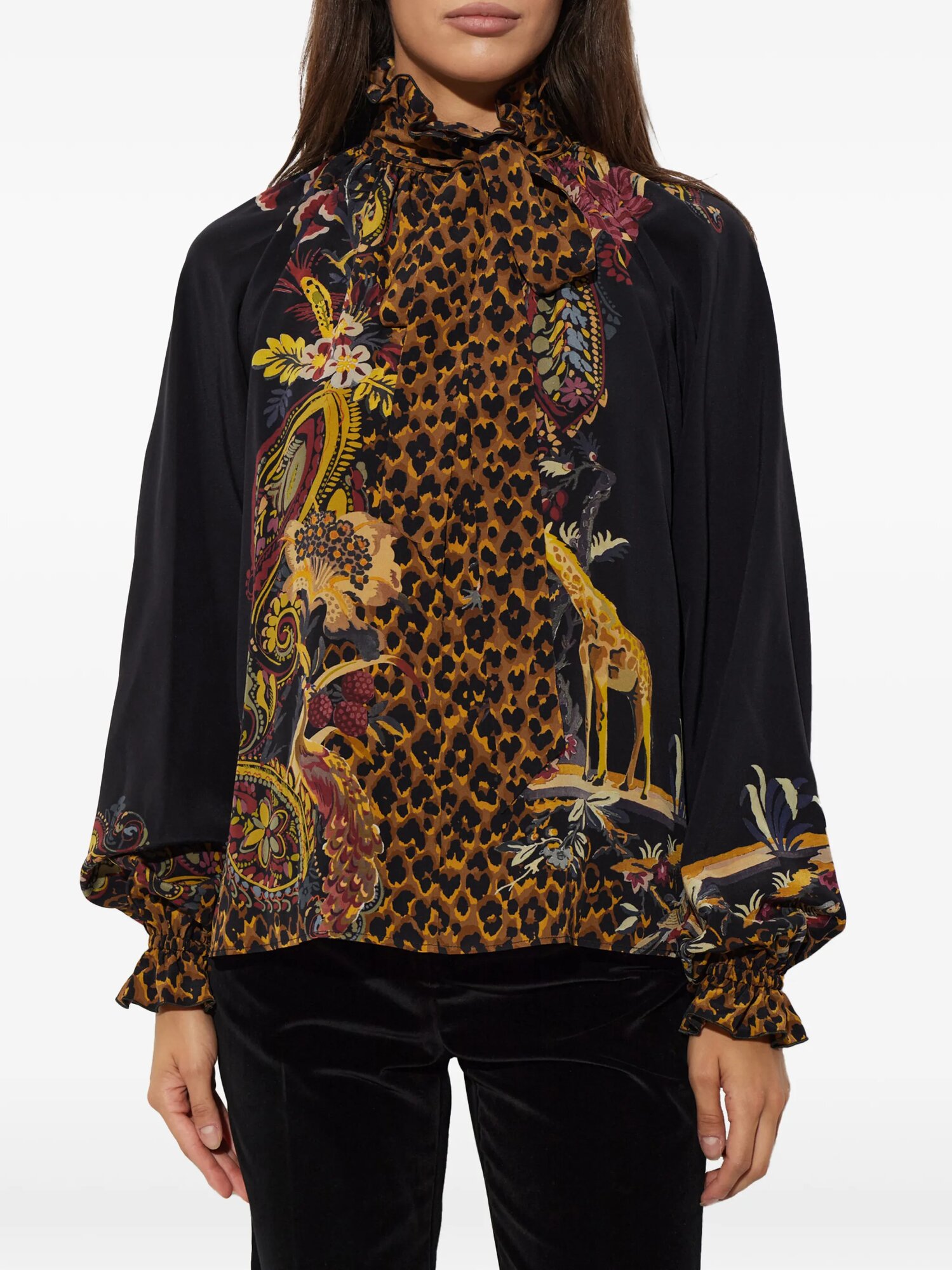 Топ ETRO Animal-print silk top, размер 42 — фото 1