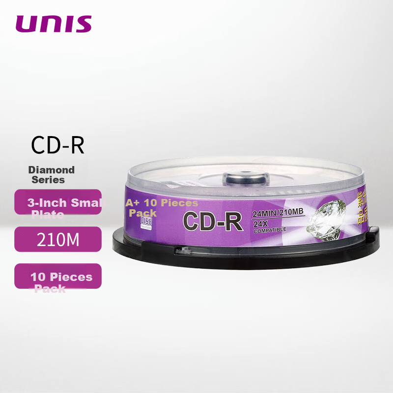 UNIS Diamond Series CD-R диски 3 дюйма 24x скорость пустые компакт-диски 210 МБ 10 шт в упаковке Количество：3-дюймовые
