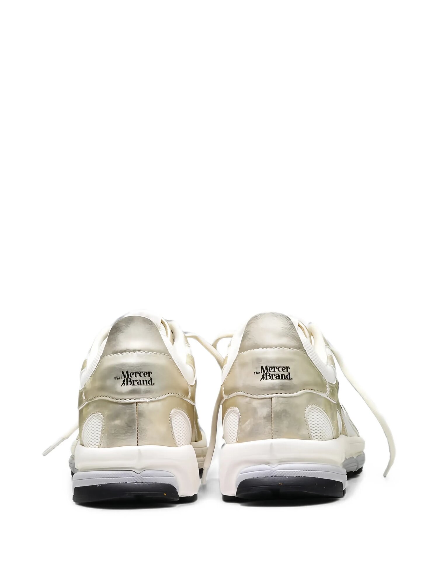 Кроссовки The Mercer Brand Metallic-effect panelled sneakers, размер 40, бежевый/белый — фото 1