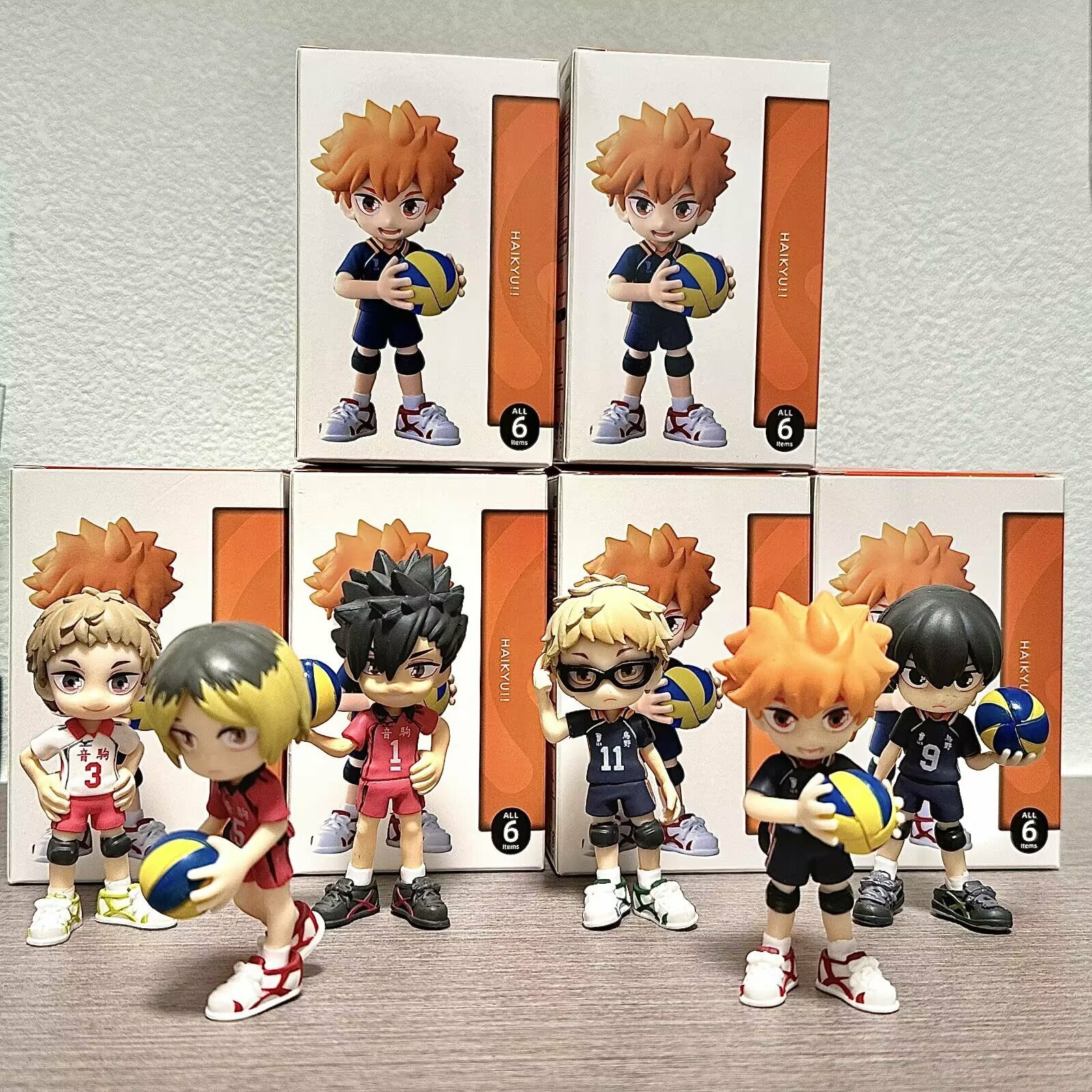 Полный набор фигурок Haikyuu Chibi, 6 шт: Хината, Кагеяма, Цукишима, Козуме и другие.