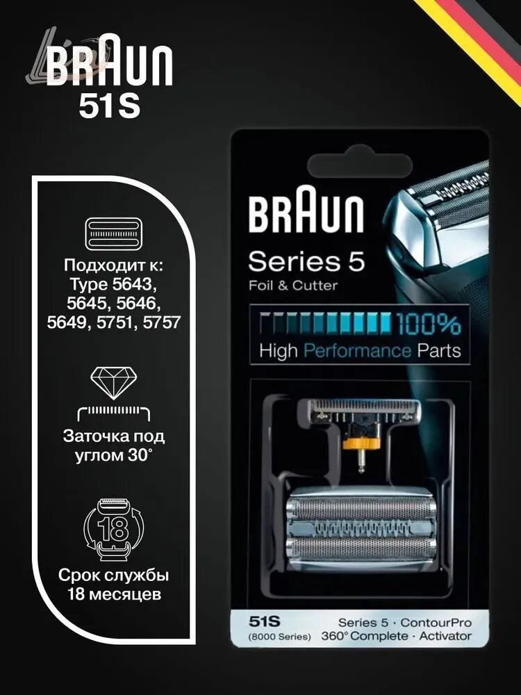 Сетка и режущий блок Braun 51S для электробритв Series 5, Series 8000