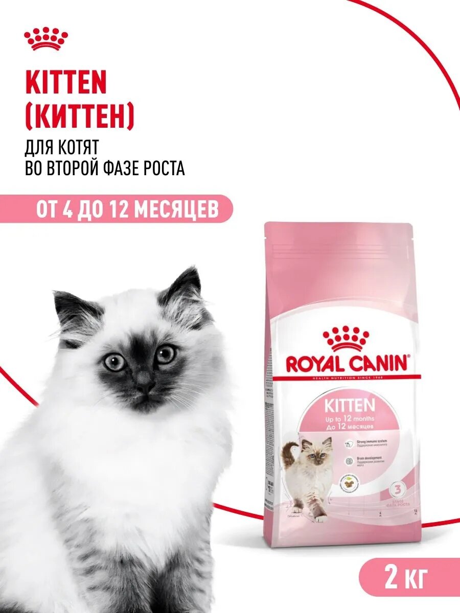 Сухой корм Royal Canin Kitten для котят в возрасте до 12 месяцев , 2 кг