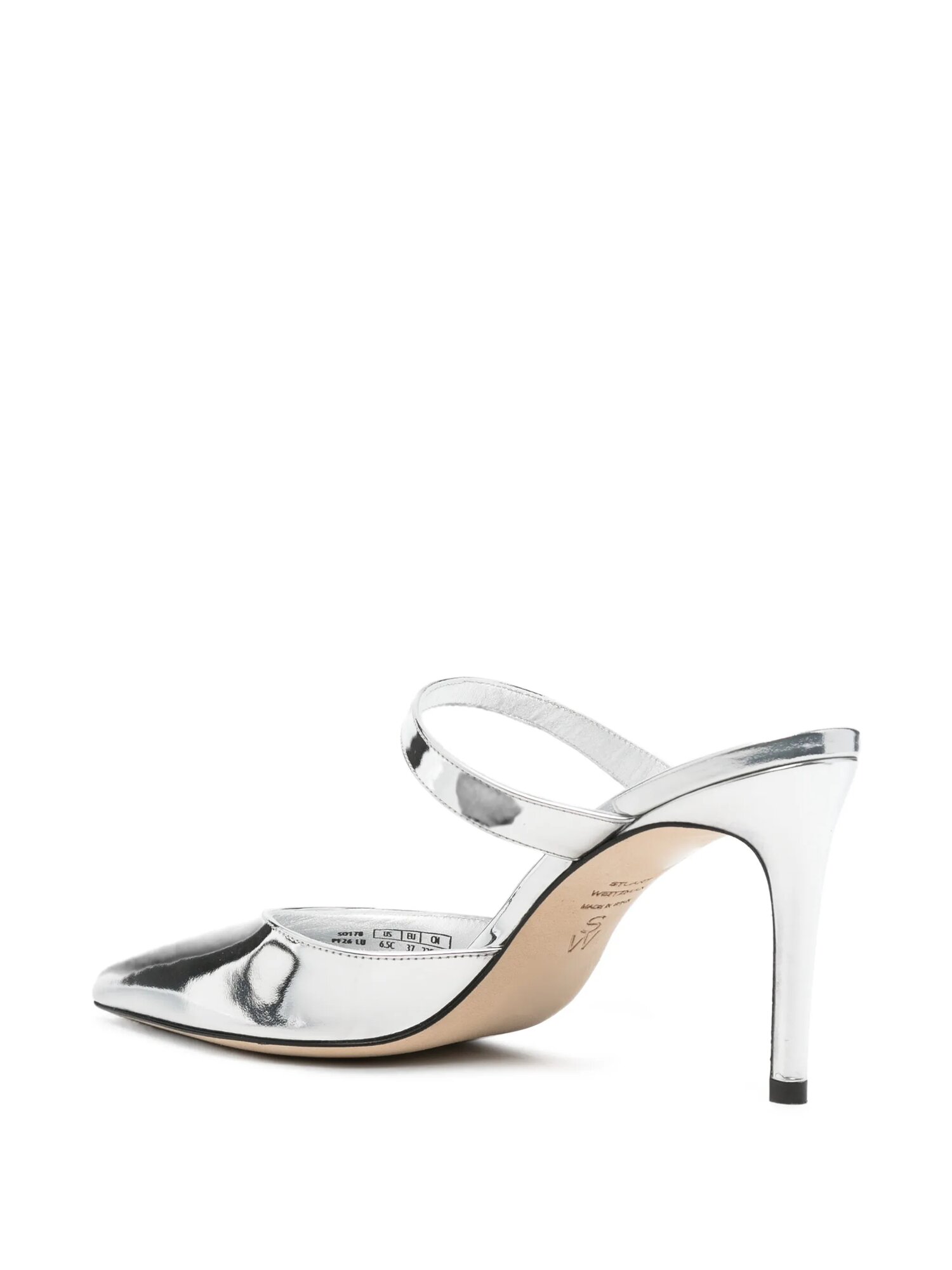 Мюли Stuart Weitzman Pointed-toe metallic mules, размер 39, Silver — фото 1